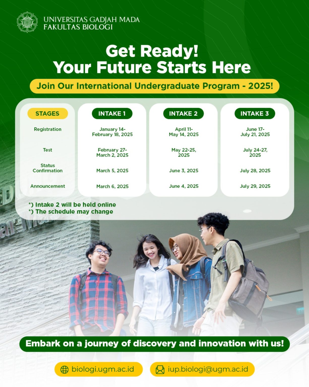 2025 Admission: 1st Intake Announcement – IUP Faculty of Biology UGM